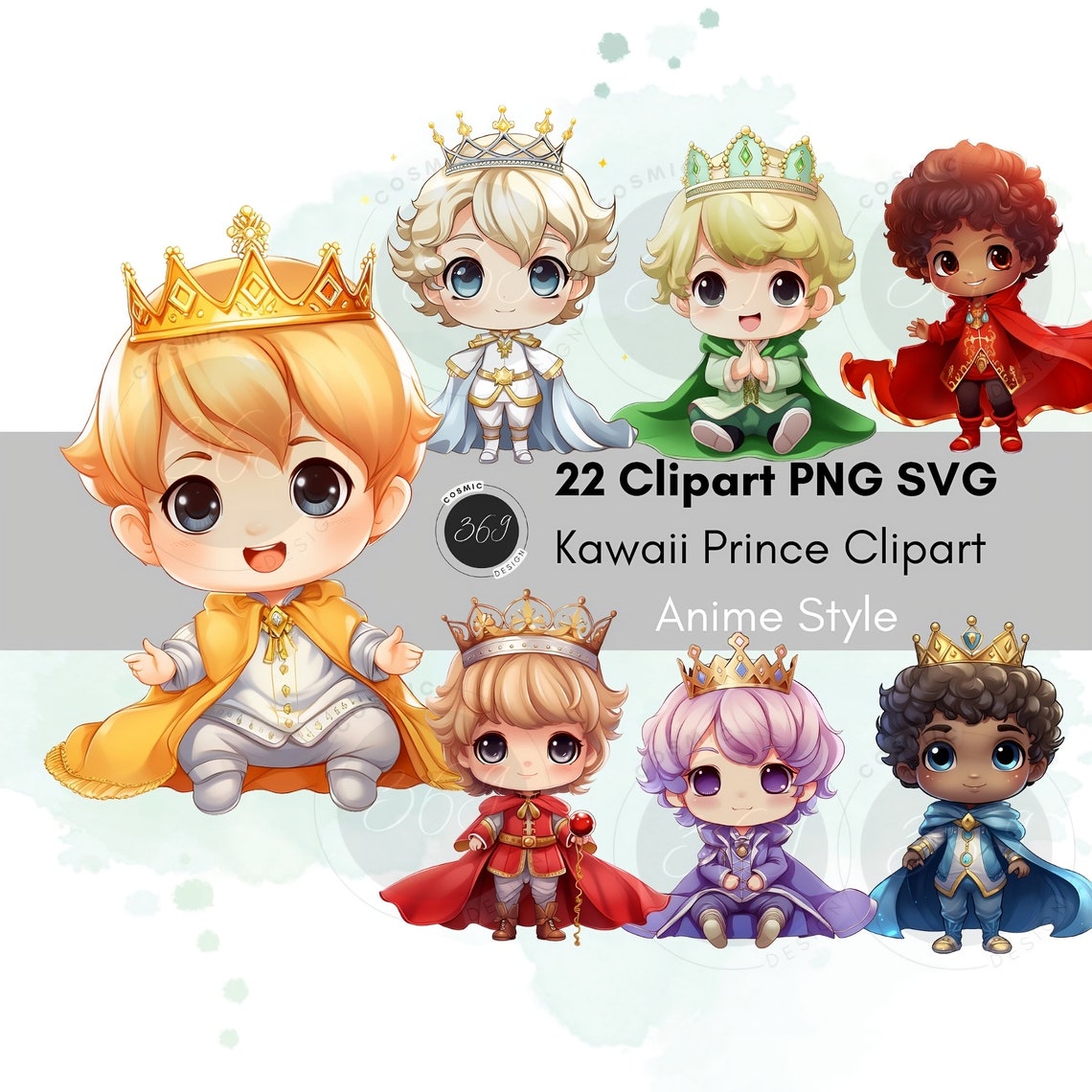 Kawaii Prince Clipart PNG SVG Bundle for Personal & Commercial Use ...
