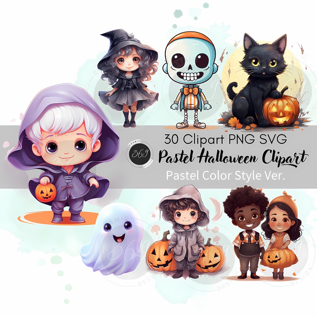 Pastel Halloween Clipart Bundle PNG SVG for Commercial Use & Personal ...