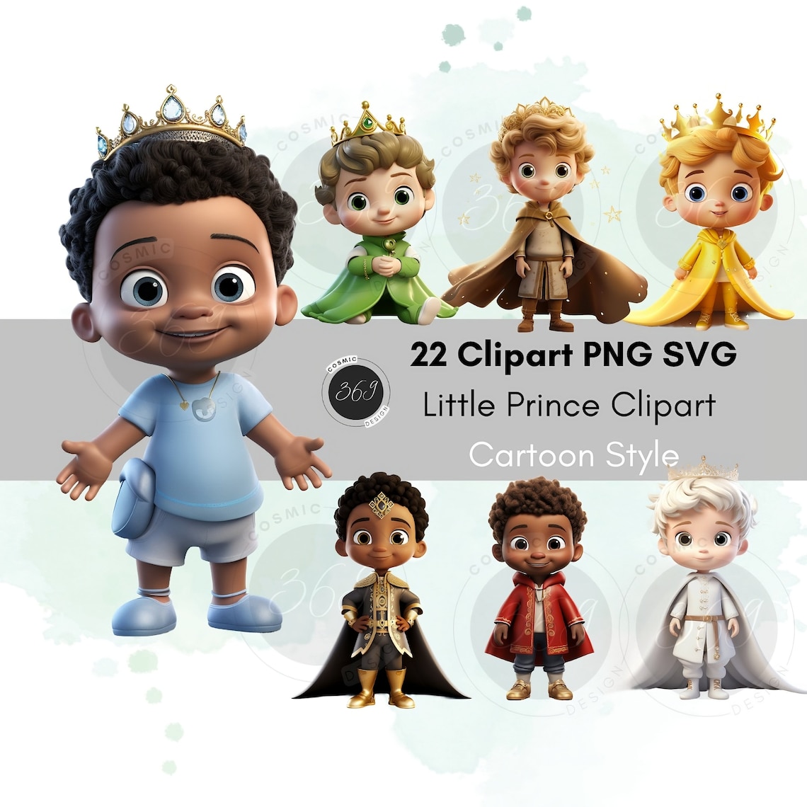 Prince Clipart PNG SVG Bundle for Personal and Commercial Use, Cartoon ...