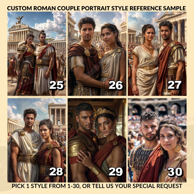 Custom Couple Portrait From Photo Roman Couple Style, Custom Photo ...
