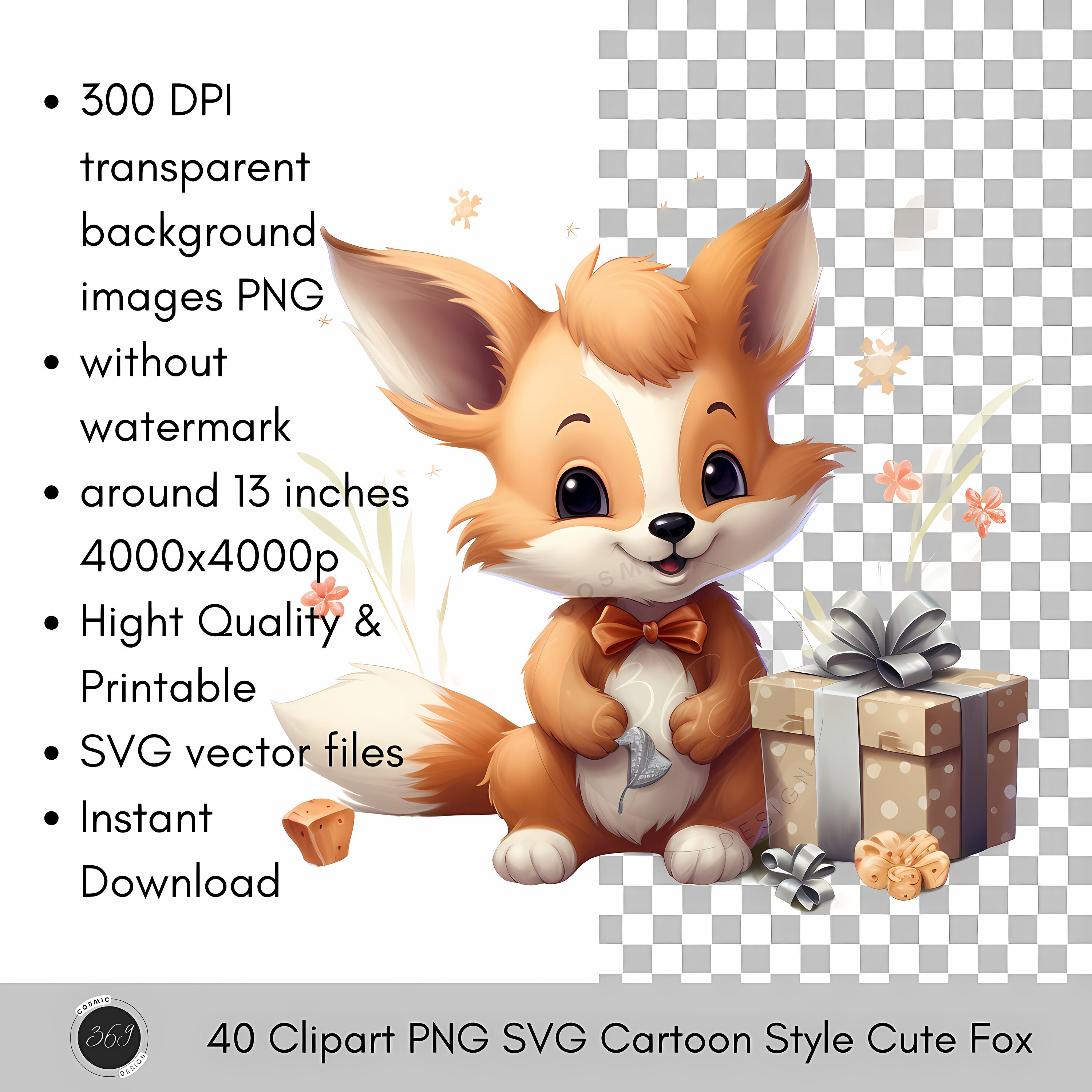 Woodland Fox Clipart Bundle 40 PNG SVG Cartoon Style Commercial Use ...