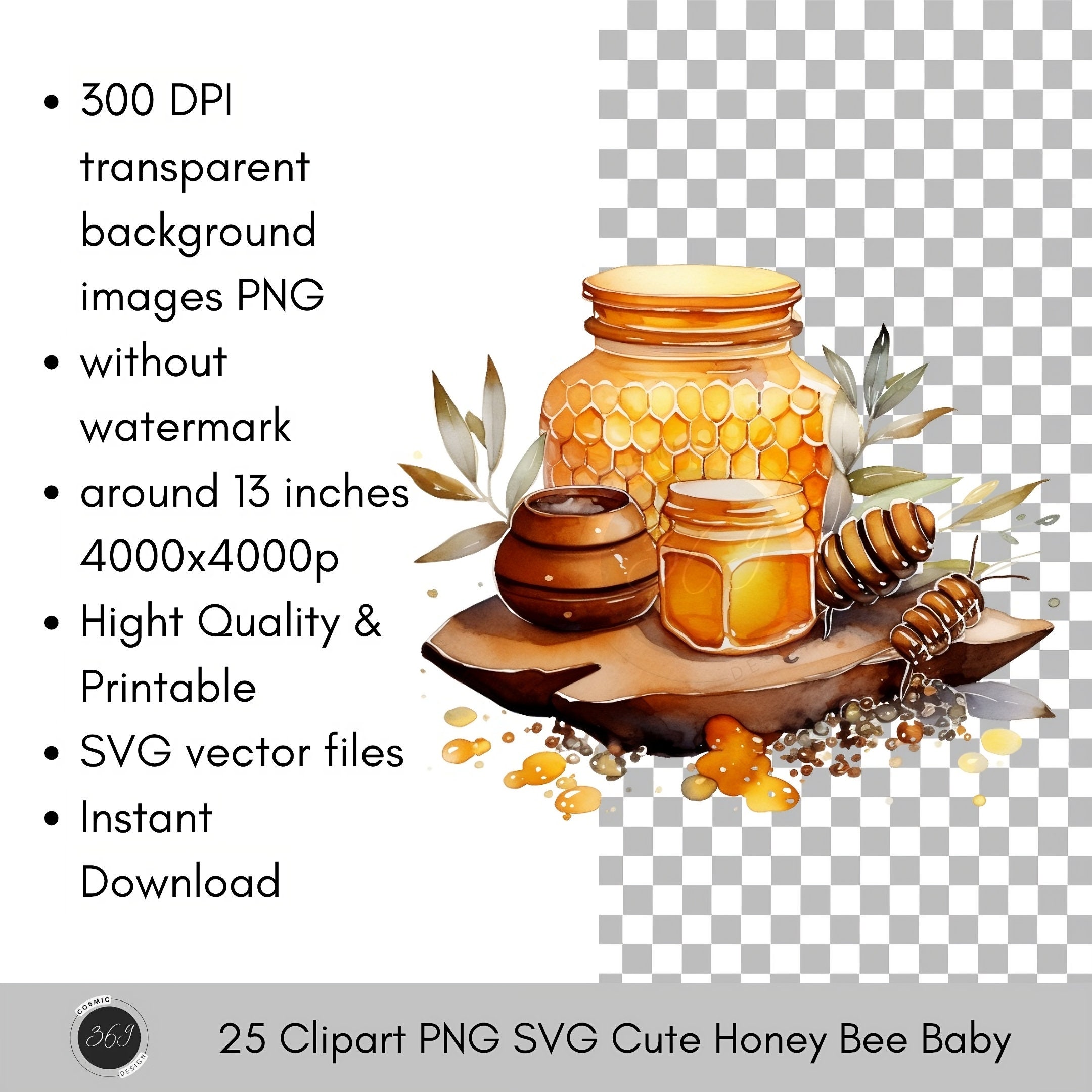 Honey Bee Clipart Cute Baby Bee 25 Designs PNG SVG Personal & - Etsy