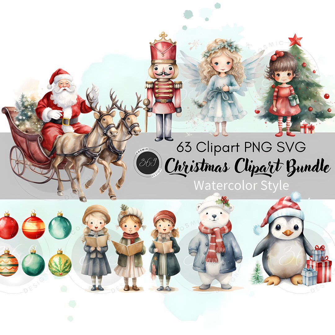 Christmas Clipart Bundle 63 PNG SVG Commercial Use, Cozy Christmas ...