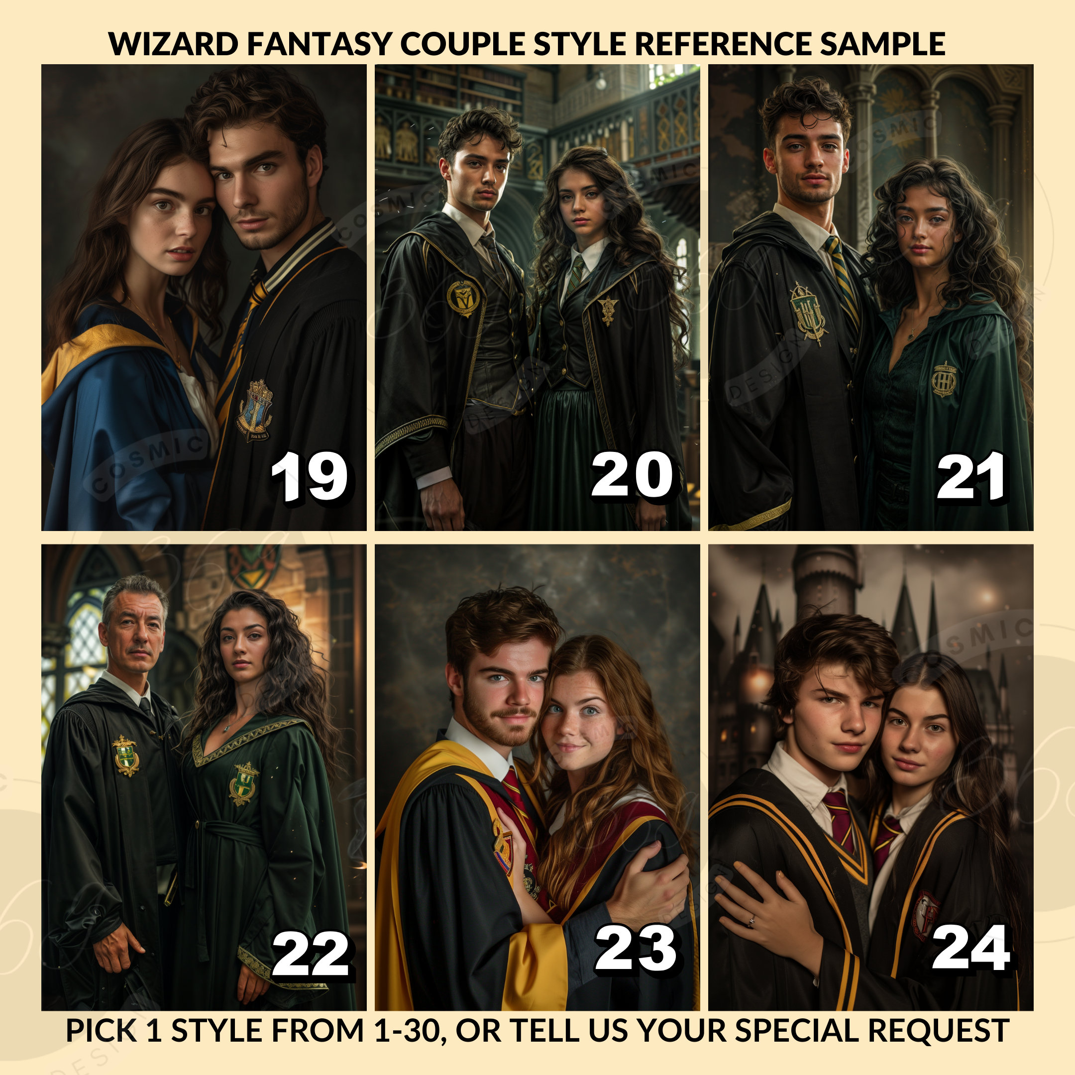 Custom Personalized Wizard Couple Portrait From Photo, Custom Wizarding ...