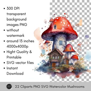 Watercolor Mushrooms Clipart Bundle 22, Magic Mushroom, Forest Nature ...