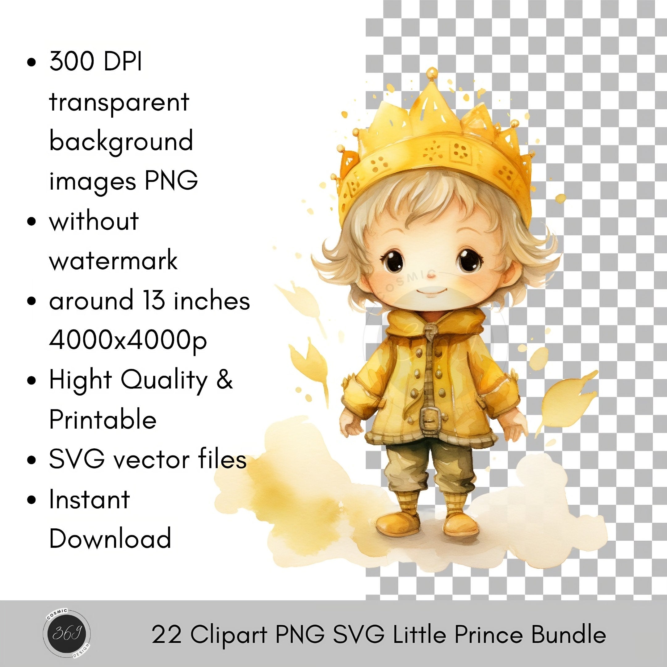 Prince Clipart PNG SVG Bundle for Personal & Commercial Use, Watercolor ...