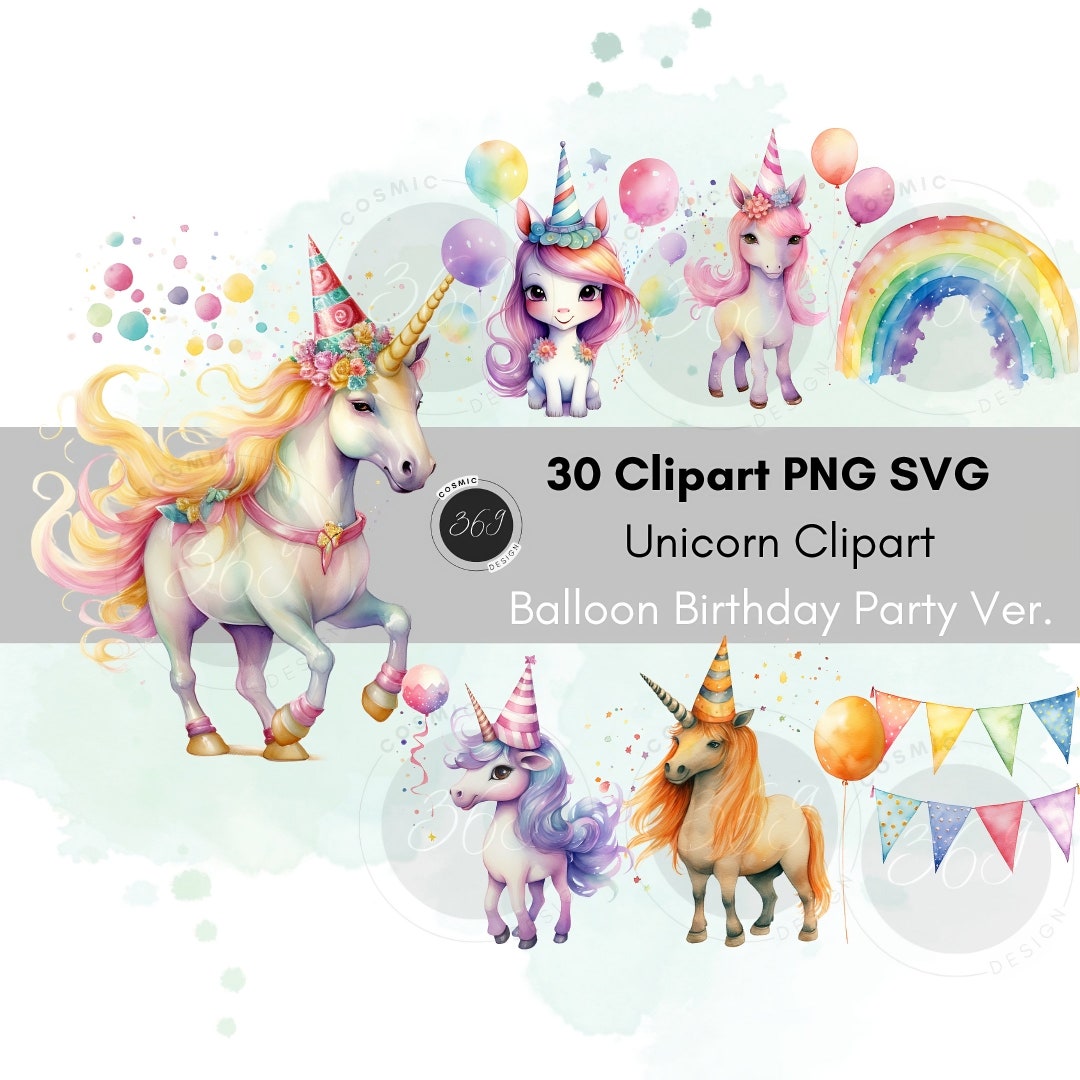 Unicorn Clipart Watercolor Style 30 Designs PNG SVG for Personal ...