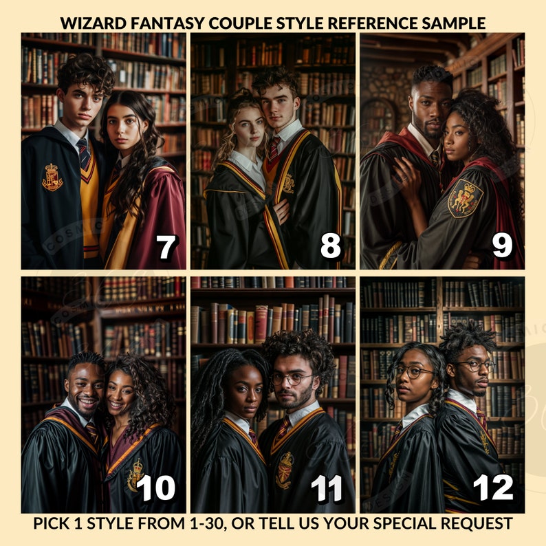 Custom Personalized Wizard Couple Portrait From Photo, Custom Wizarding ...