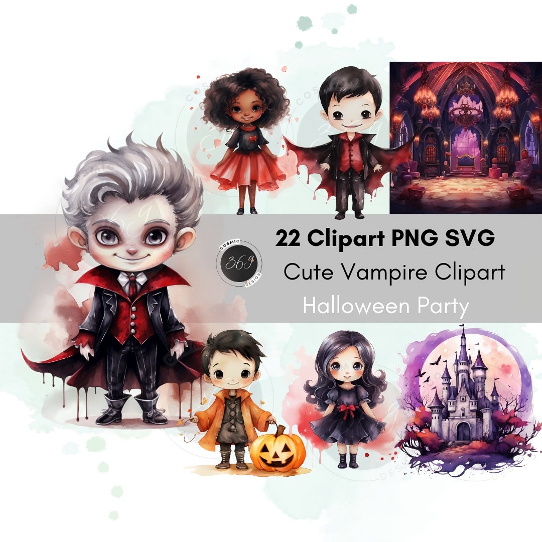 Cute Vampire Clipart Halloween Clipart Watercolor Bundle Personal ...