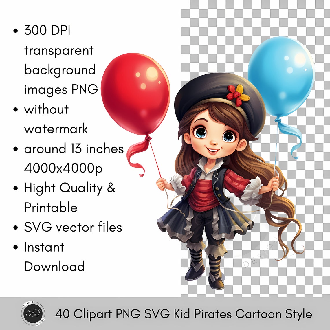 Kid Pirates Birthdayparty Clipart Bundle 40 PNG SVG Commercial Use ...