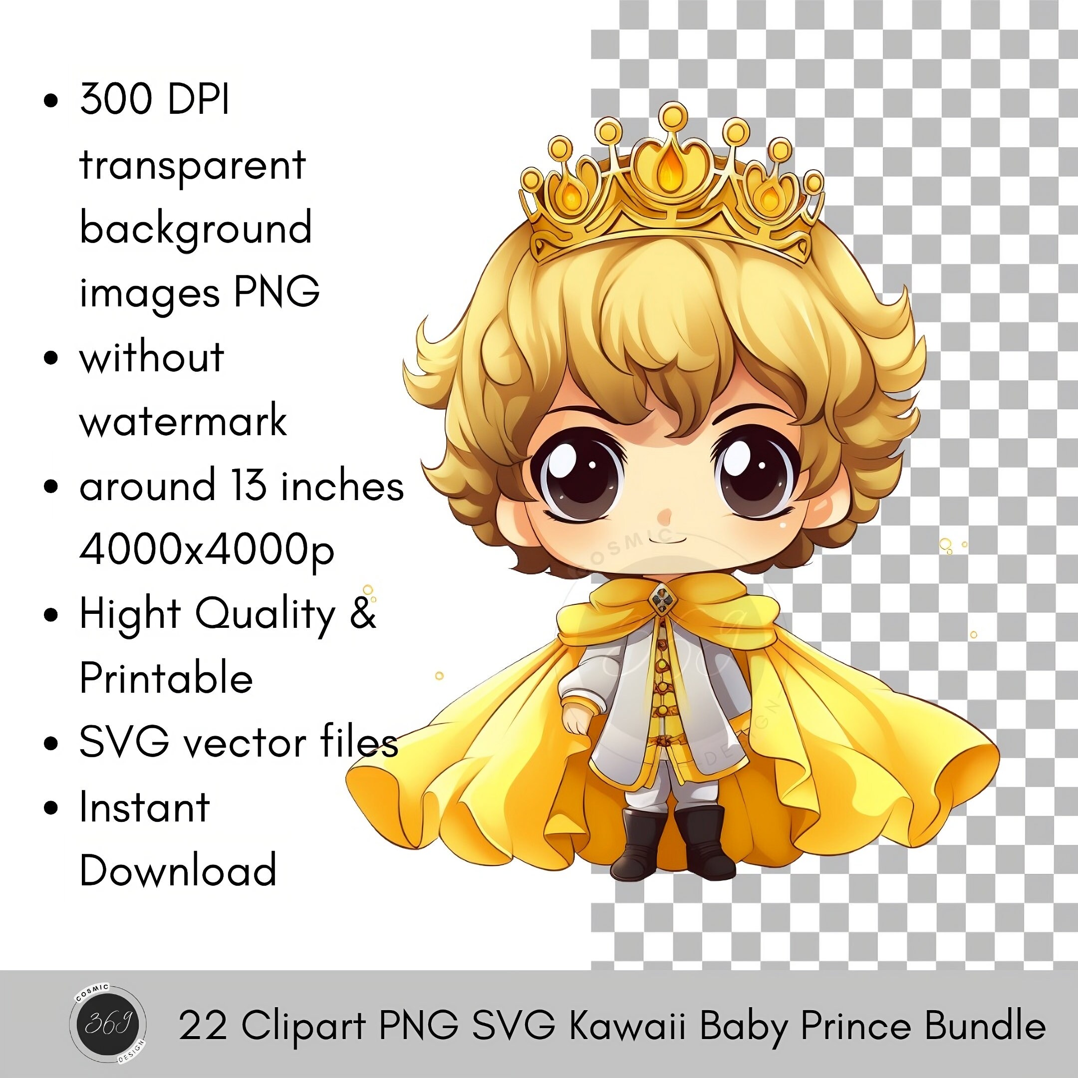Kawaii Prince Clipart PNG SVG Bundle for Personal & Commercial Use ...
