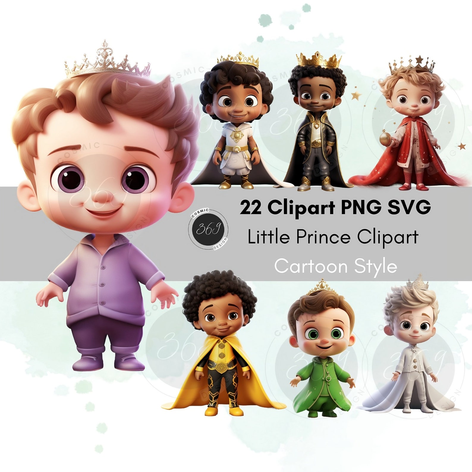 Prince Clipart PNG SVG Bundle for Personal and Commercial Use, Cartoon ...