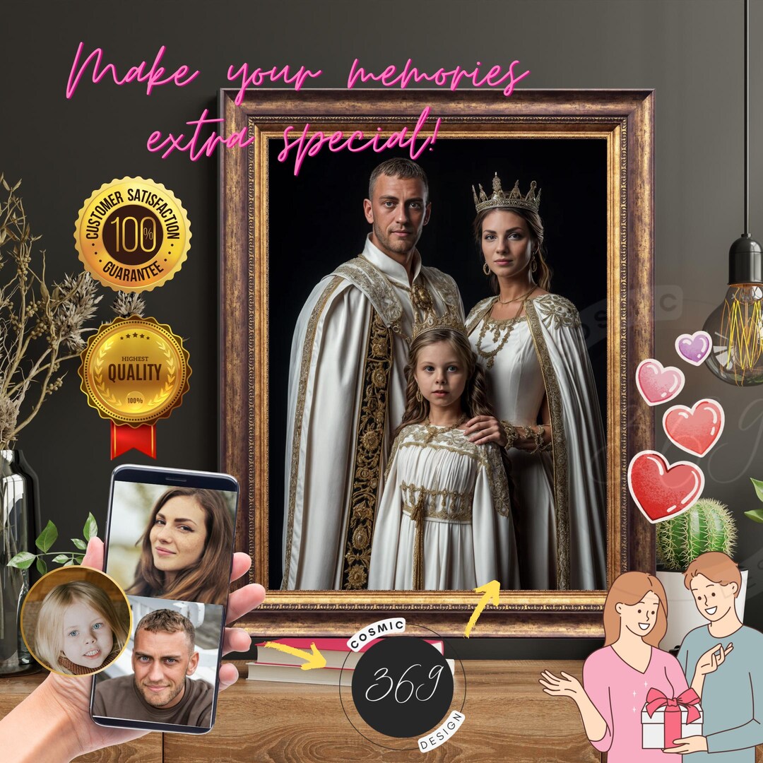Custom-portrait Gift Custom Family Portrait From Photo, Custom Royal ...