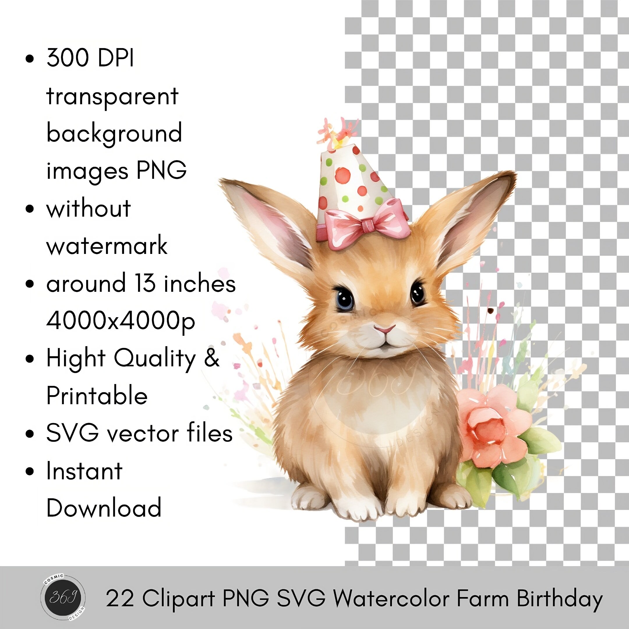 Farm Animal Clipart Farm Birthday Farm Party Watercolor PNG - Etsy