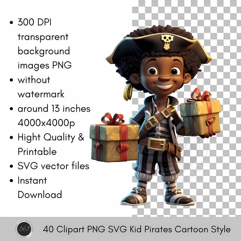 Kid Pirates Birthdayparty Clipart Bundle 40 PNG SVG Commercial Use ...