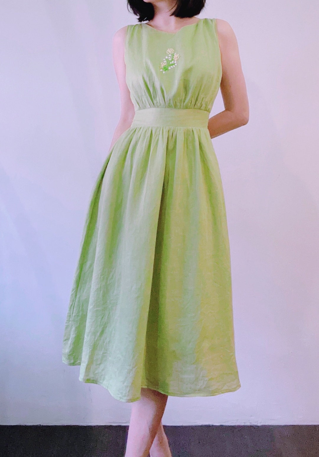 PDF Sewing Pattern Sleeveless Dress With Gathered Waistline in A0 and ...