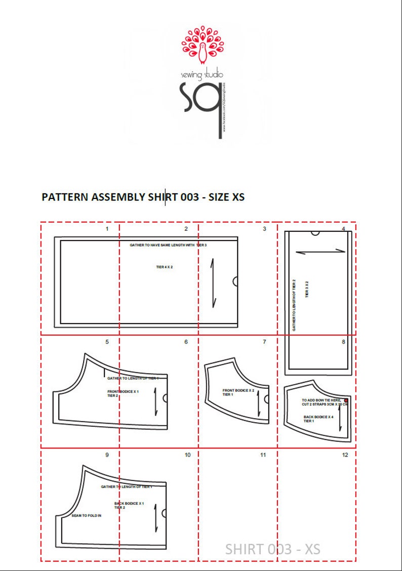 PDF Sewing Pattern Sleeveless Tiered Blouse (PDF File A0 A4), With ...