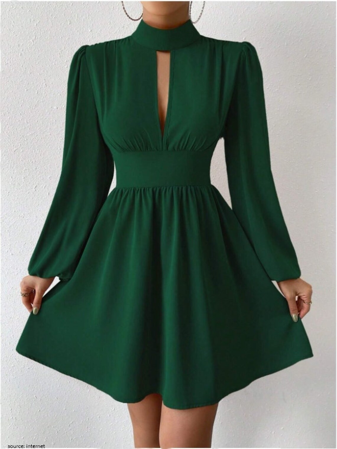 PDF Sewing Pattern Privé Keyhole Neckline Lantern Sleeve Dress in A0 ...