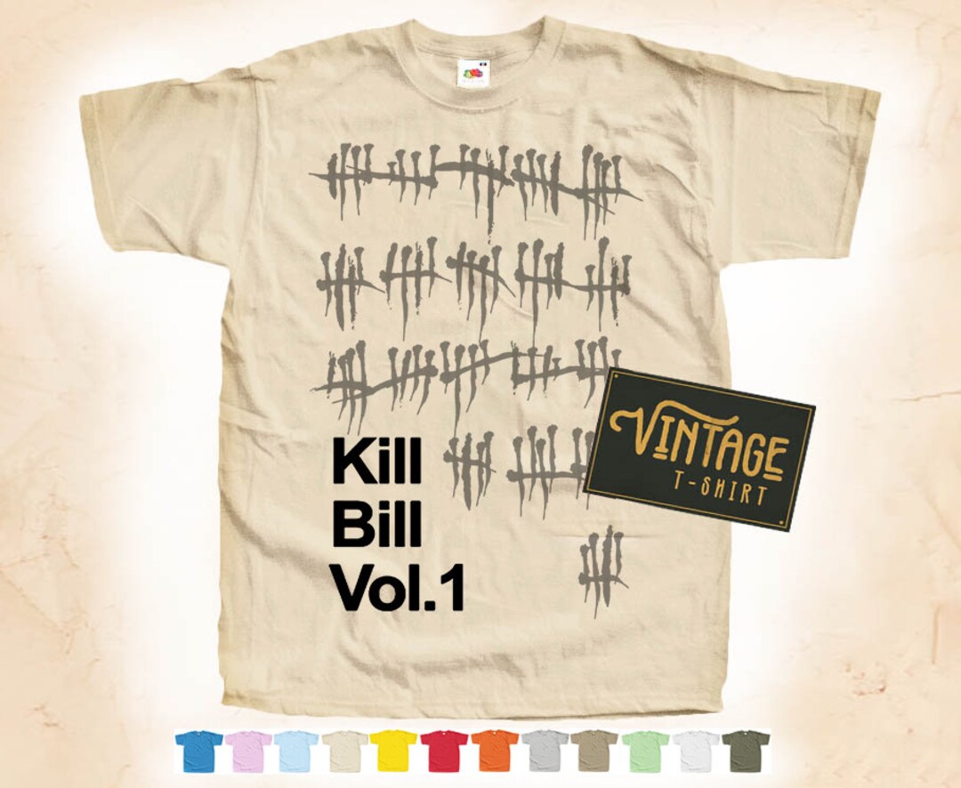 Black Print: KILL BILL Vol 1 T Shirt Tee Vintage Poster Natural 12 ...