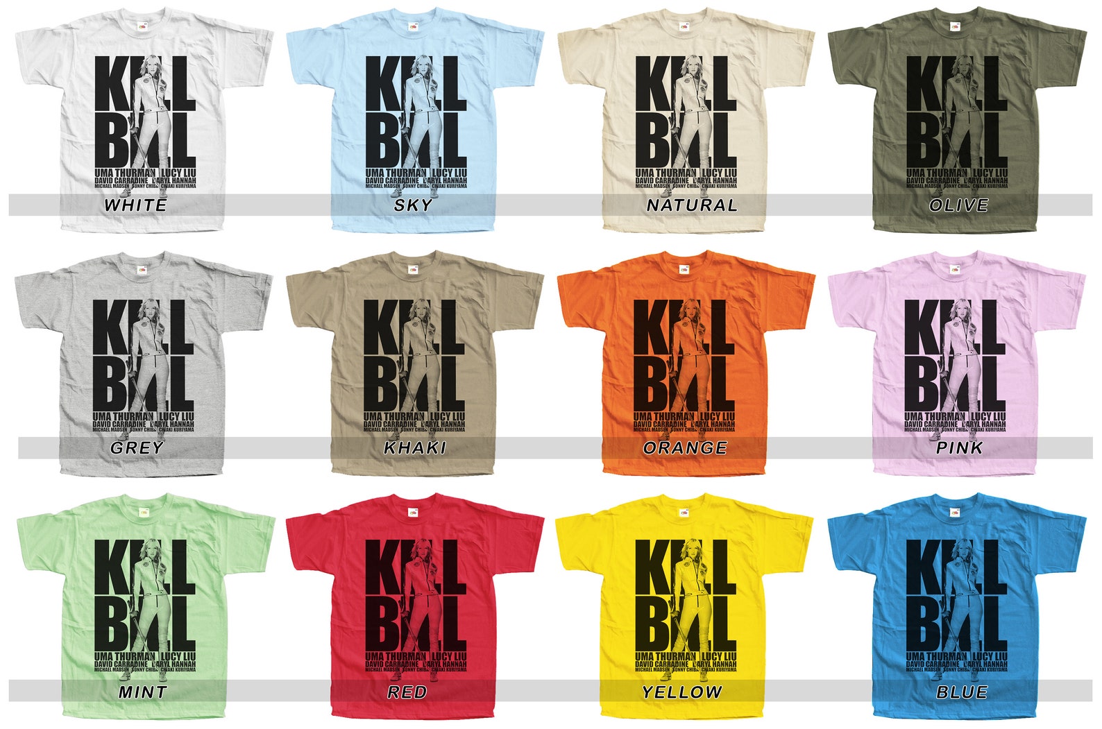 Black Print: KILL BILL V4 T Shirt Tee Vintage Poster Natural 12 Colors ...
