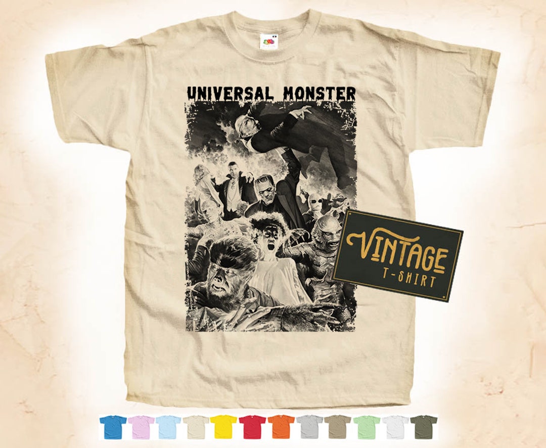 Black Print: Universal Monster T-shirt Tee Vintage Poster Natural 12 ...