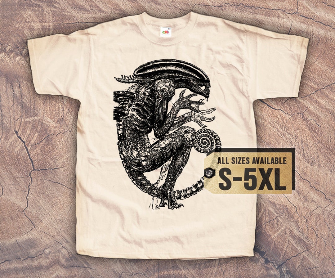 ALIEN V1 80s T SHIRT Tee Vintage Horror Poster Black Natural Sizes S ...