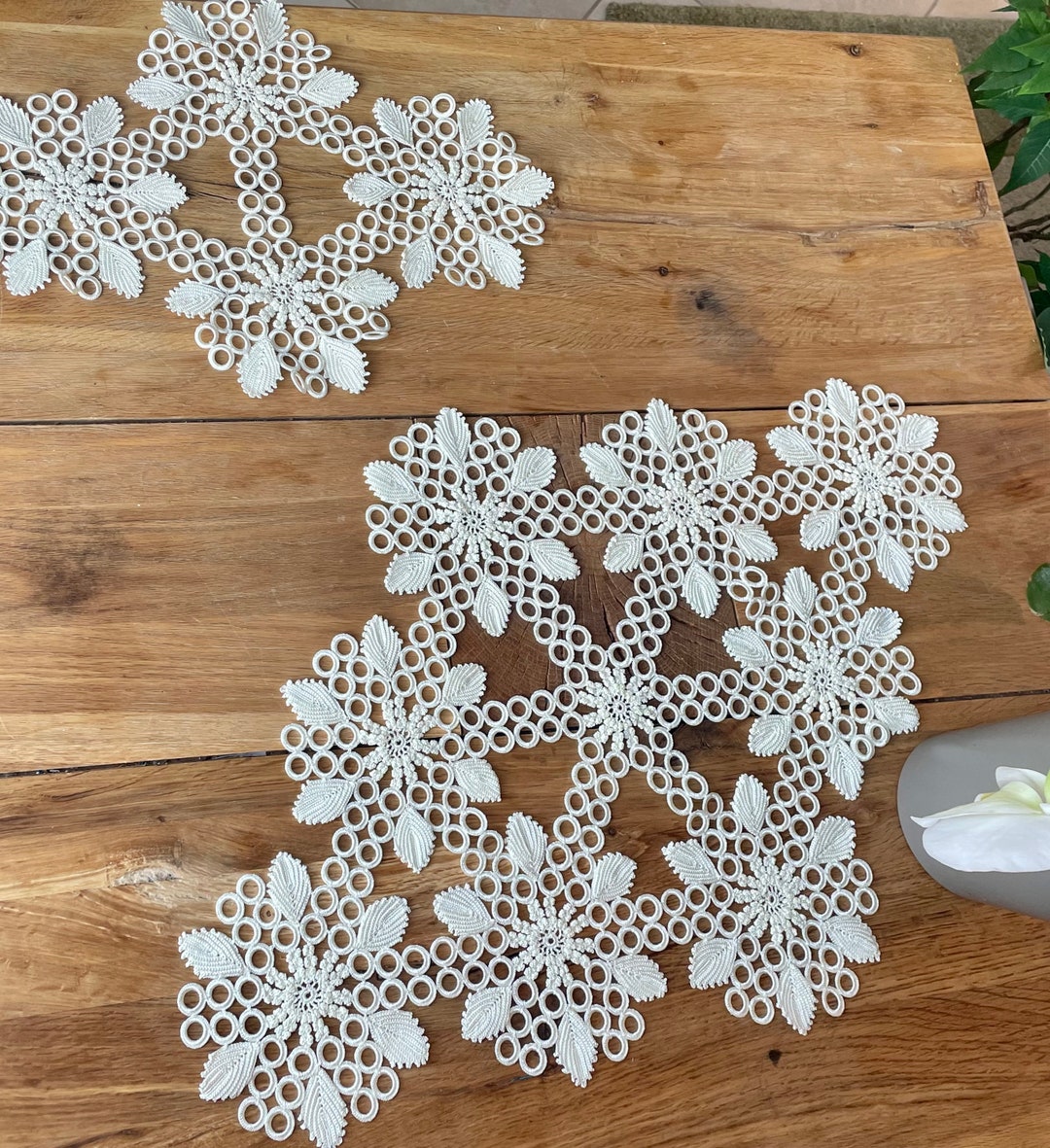 Rhombus Crochet Table Mat, Crochet Handmade Tablecloth , Light Yellow ...