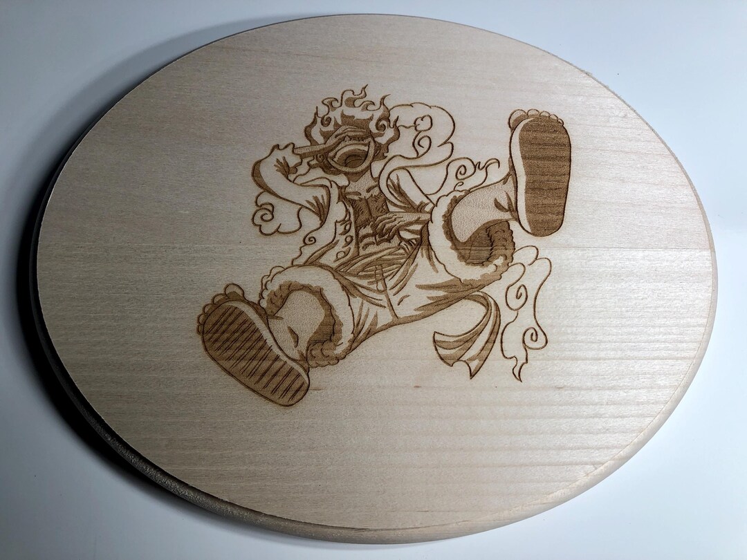 Monkey D Luffy Wood Engraving Featuring the Straw Hat Pirates Captain's ...