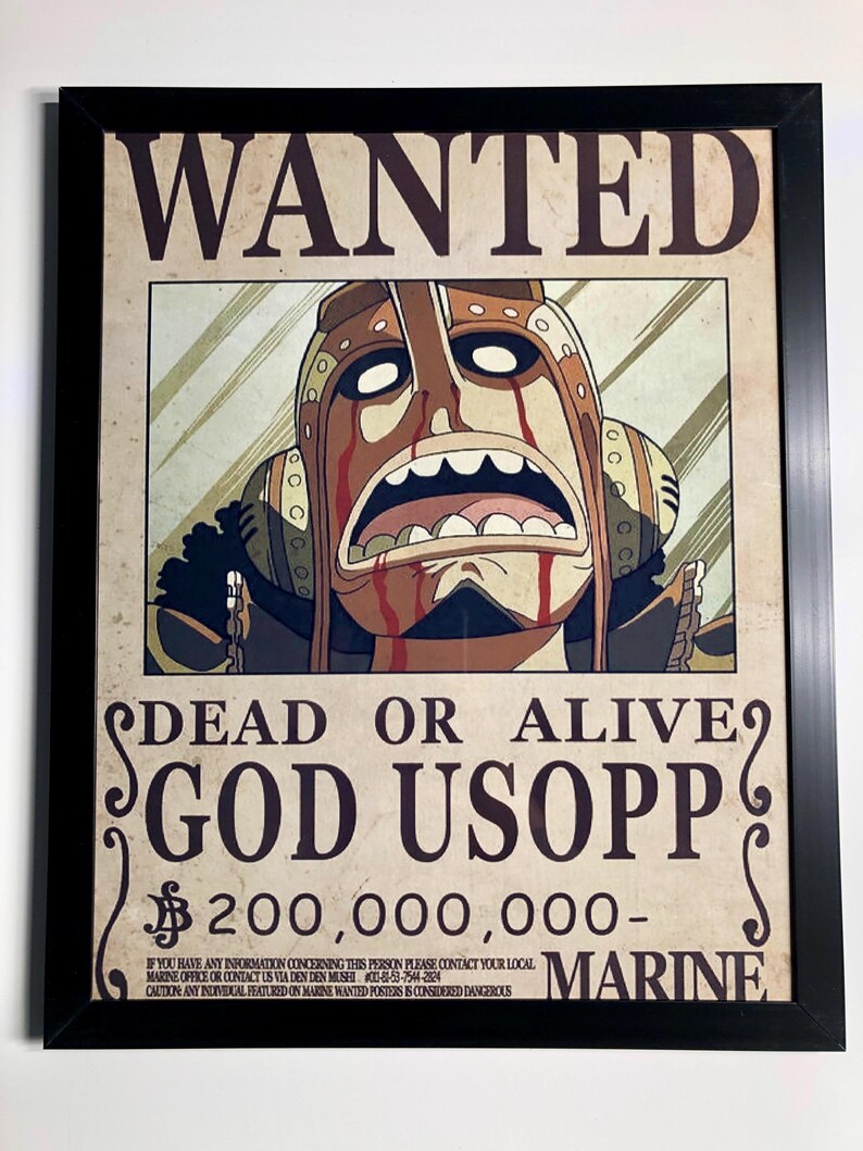 God Usopp Framed Metal Wanted Poster 8 X 10 Inch Framed One Piece Wall ...