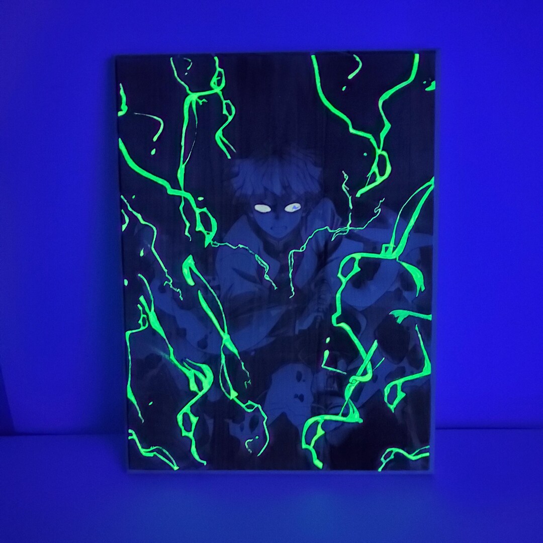 Demon Slayer Zenitsu Glow-in-the-dark Art 9x12 Inch Engraved Wood Panel ...