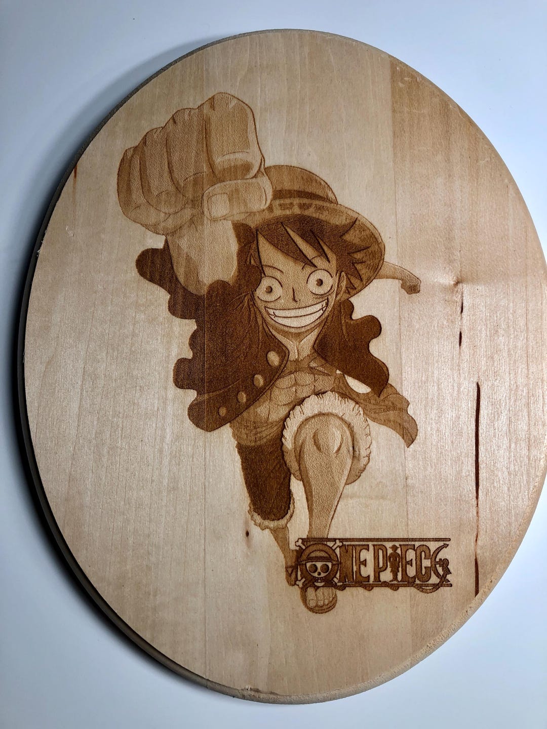 Monkey D Luffy Wood Engraving Featuring the Straw Hat Pirates Captain's ...