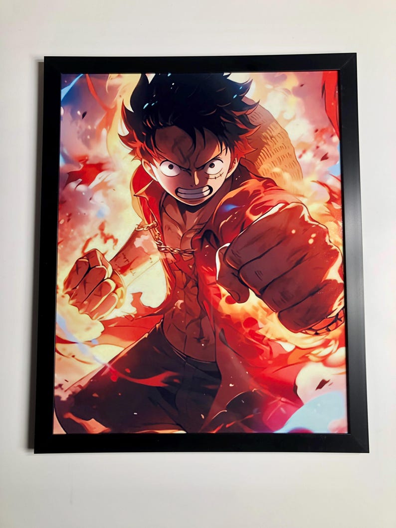 Luffy Framed Metal Wanted Poster 8 X 10 Inch Framed One Piece Wall ...