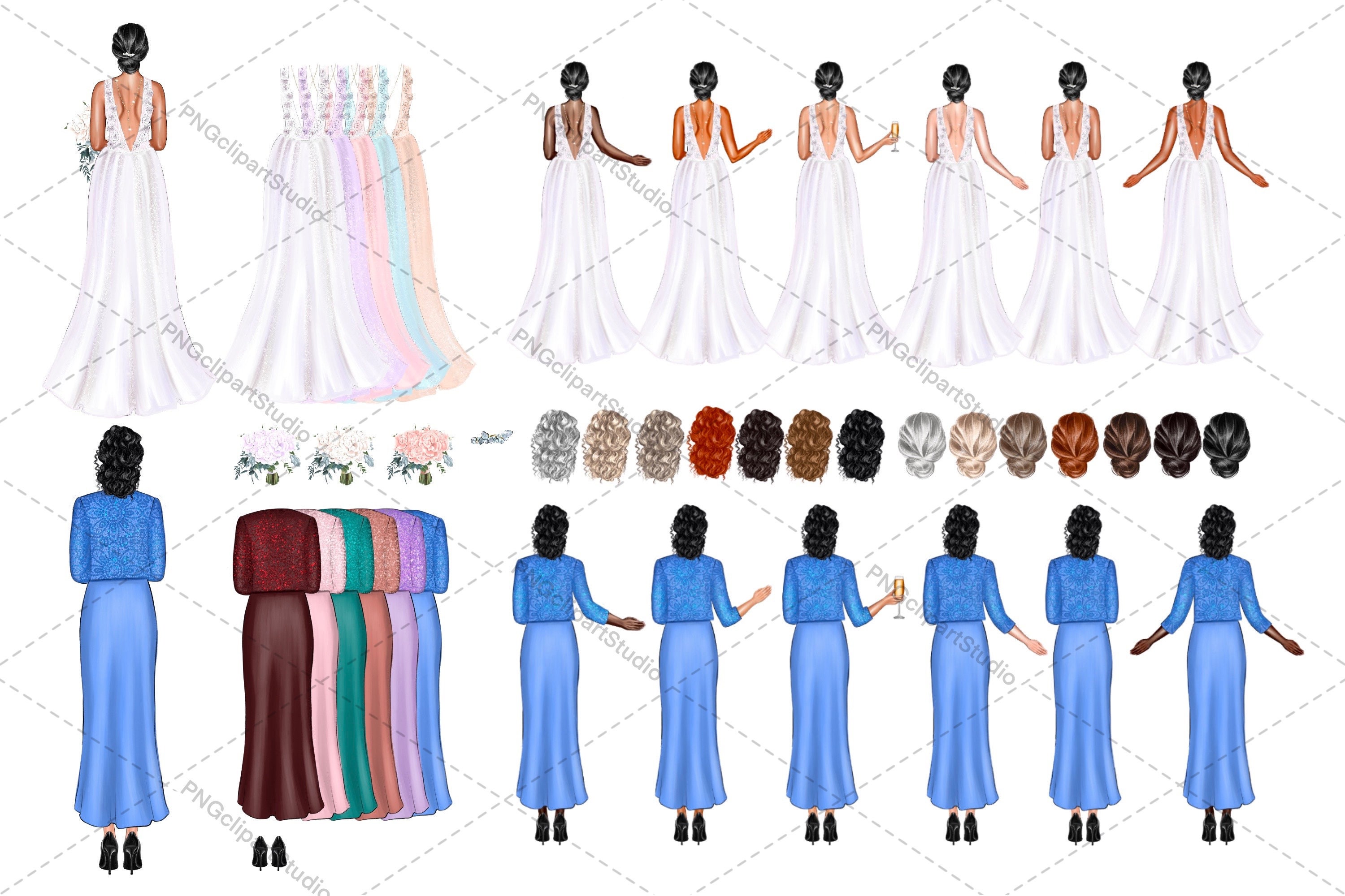 Wedding Clipart, Mom and Bride Clipart, Custom Clipart, Instant Digital ...