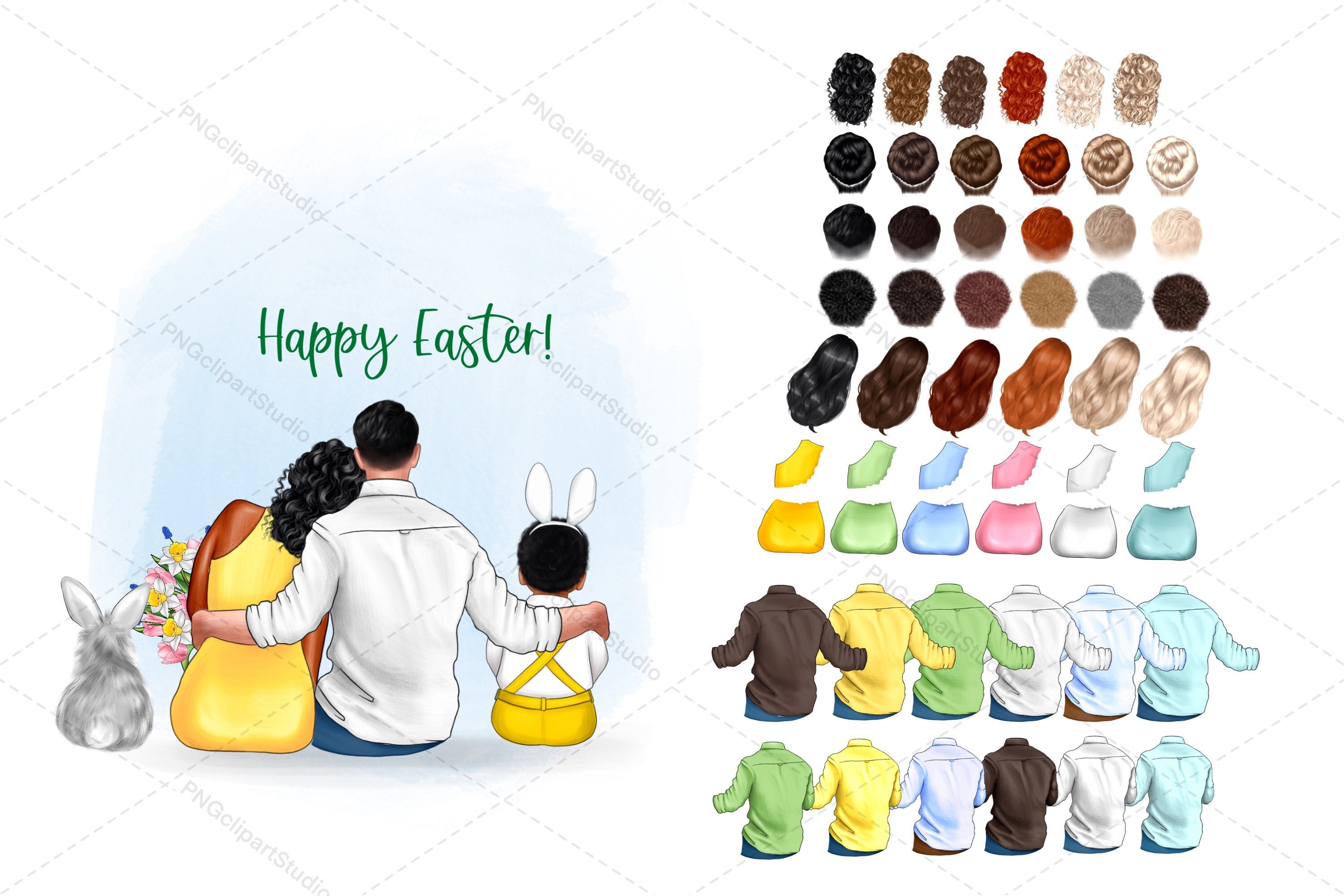 Easter Family Clipart, DIY Family Portrait Maker, Sitting Family, DIY ...