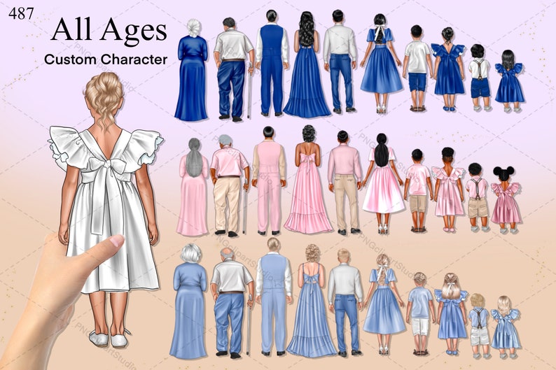 People Clipart, All Ages, Custom Character, Big Family PNG - Etsy