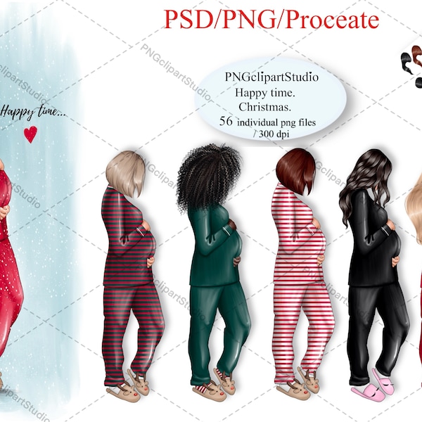 Pregnant Mom Clipart - Etsy