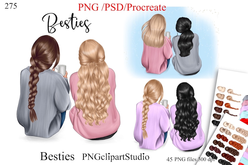 Best Friend Clipart, Besties Clipart, BFF Clipart - Etsy