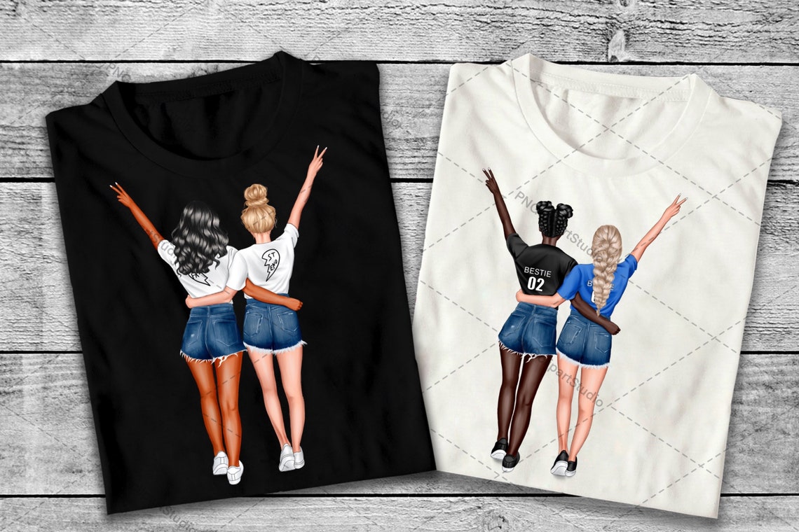 Best Friend Clipart, Personalized Illustration, Afro Girl Clipart, Best ...