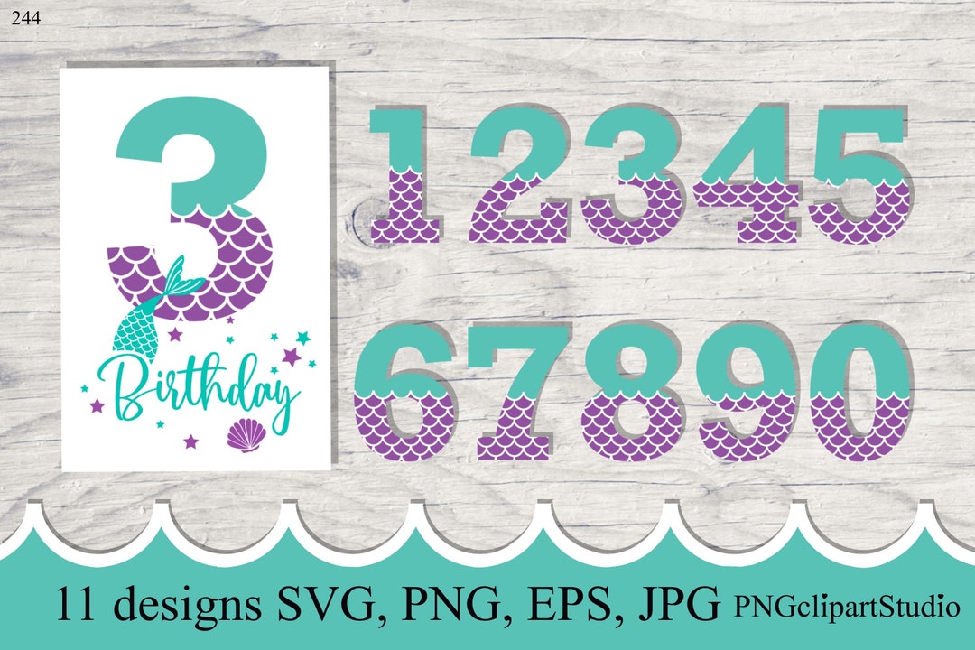 Birthday Mermaid SVG Pack, Number 0-9 - Etsy