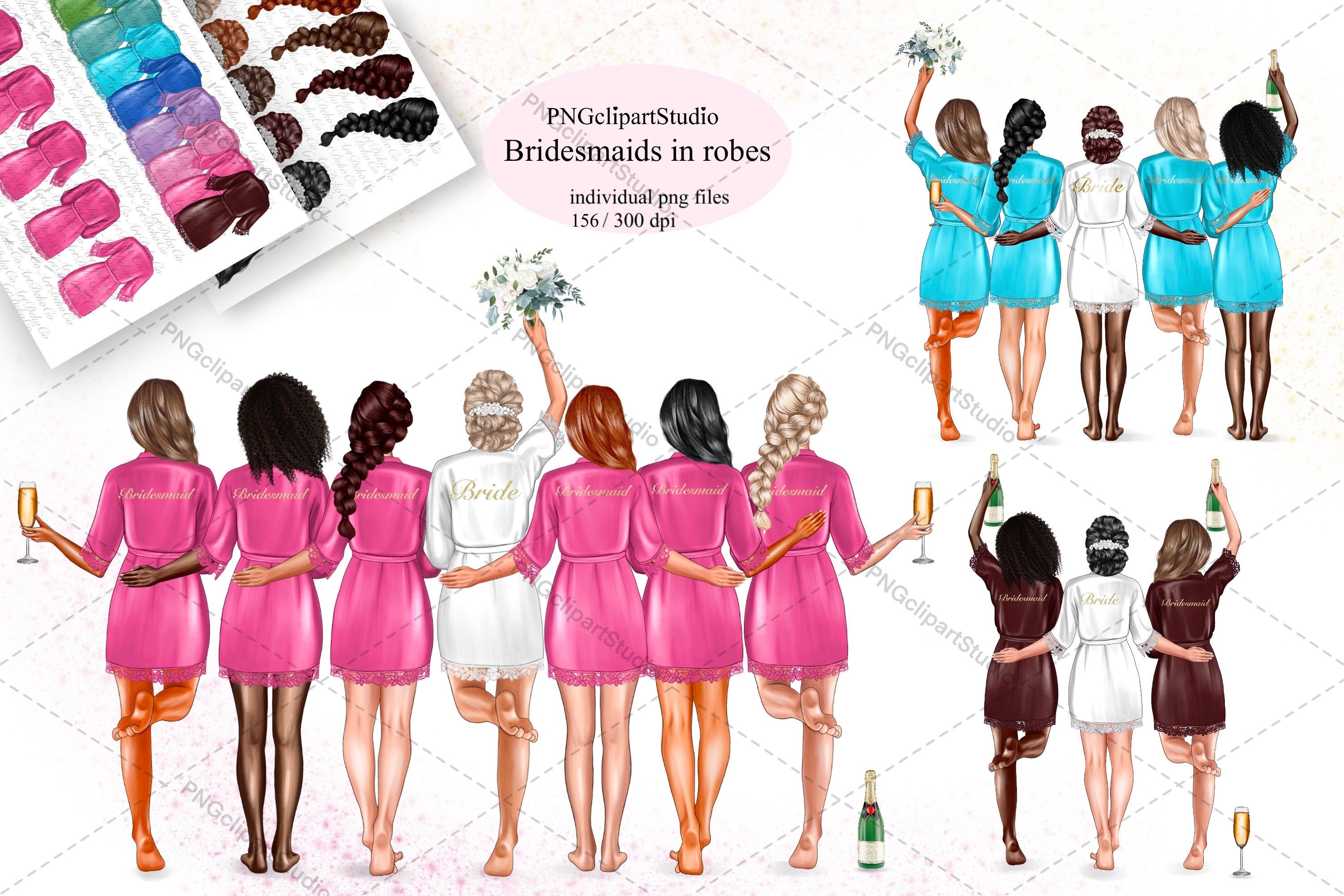 Bridesmaid Robe Clipart, Bridesmaid Drawing,best Friend Clipart ...