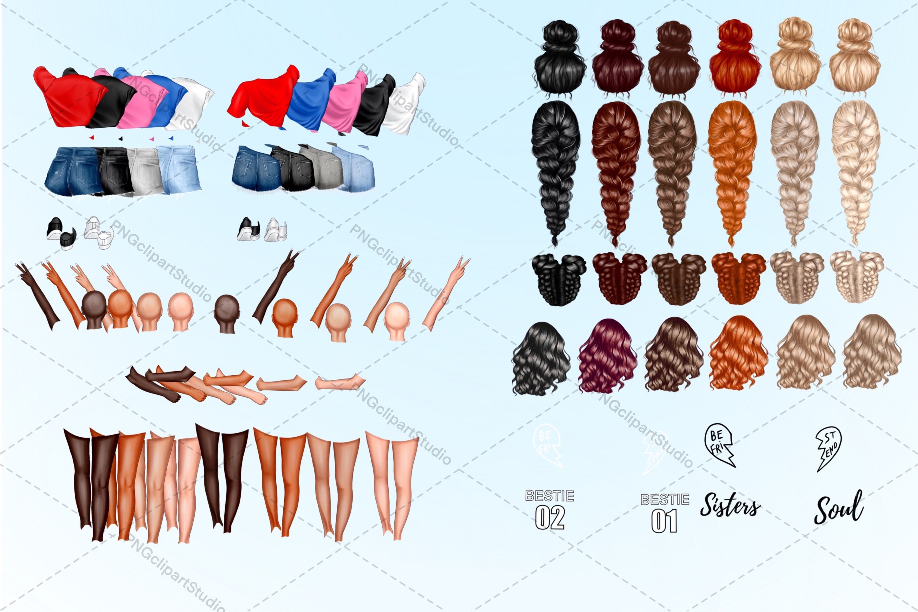 Best Friend Clipart, Personalized Illustration, Afro Girl Clipart, Best ...