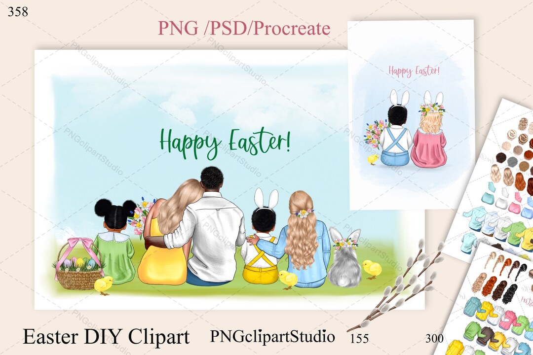 Easter Family Clipart, DIY Family Portrait Maker, Sitting Family, DIY ...