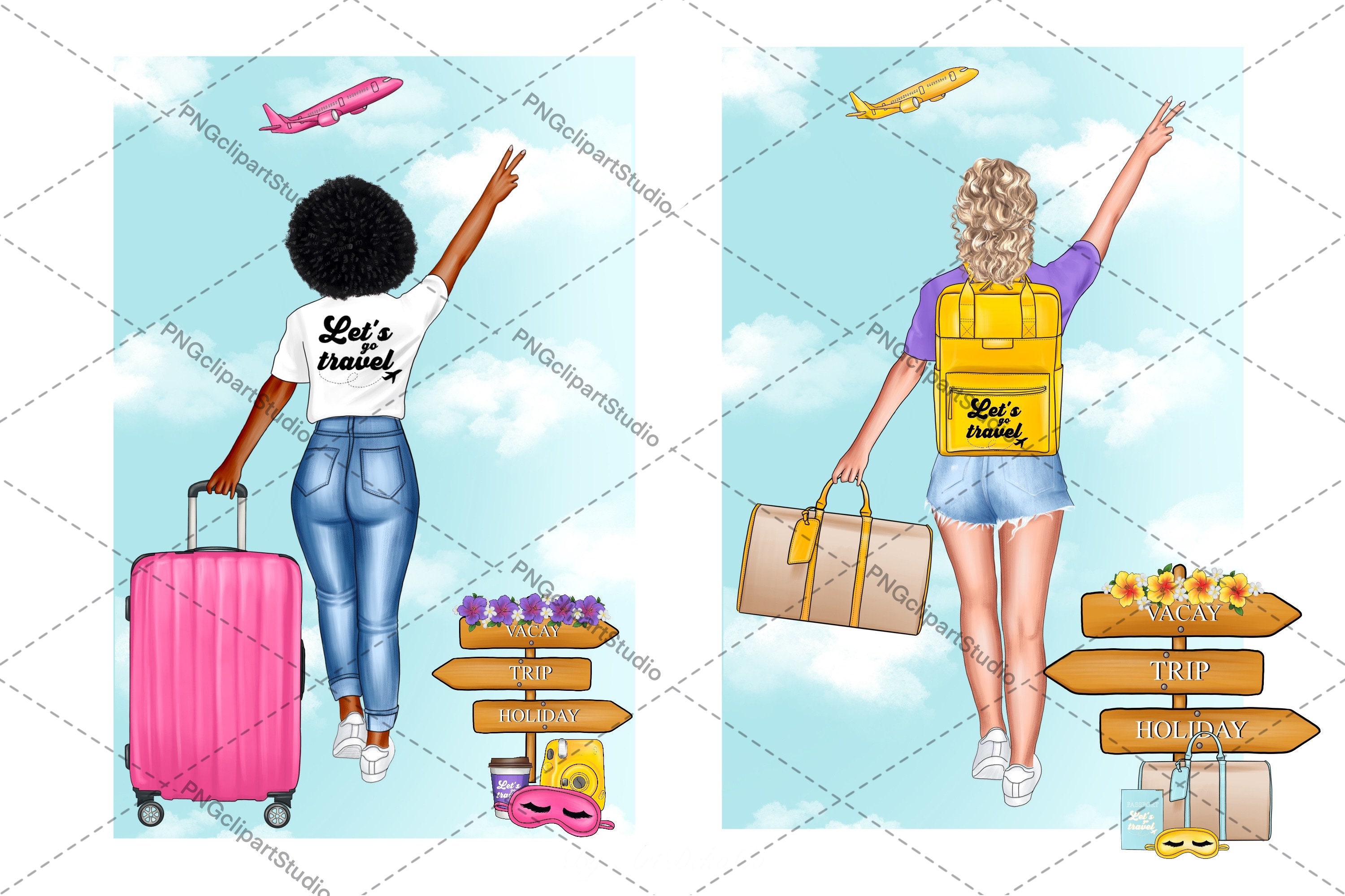 Travel Girl Clipart, Travel Clipart - Etsy