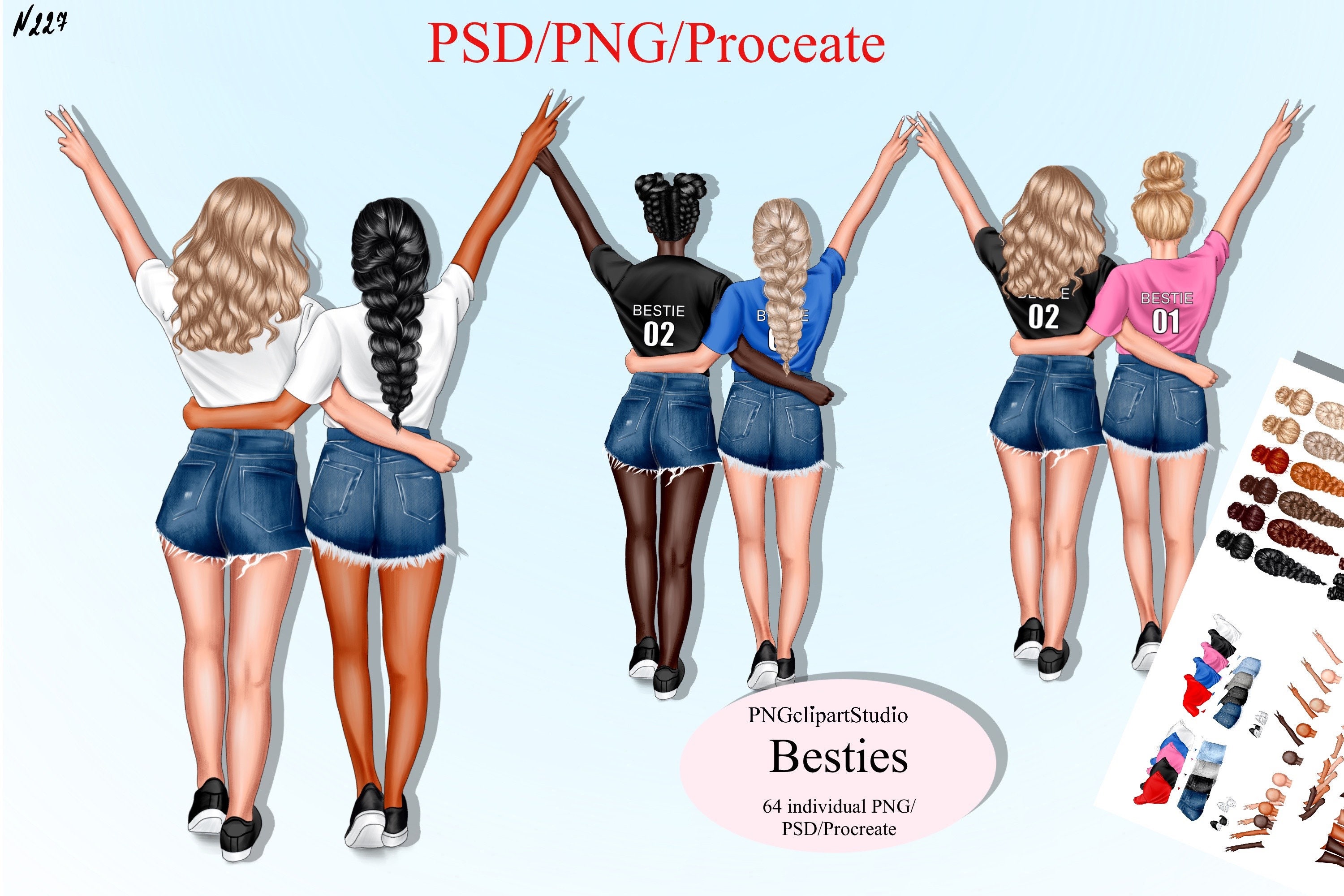 Best Friend Clipart, Personalized Illustration, Afro Girl Clipart, Best ...