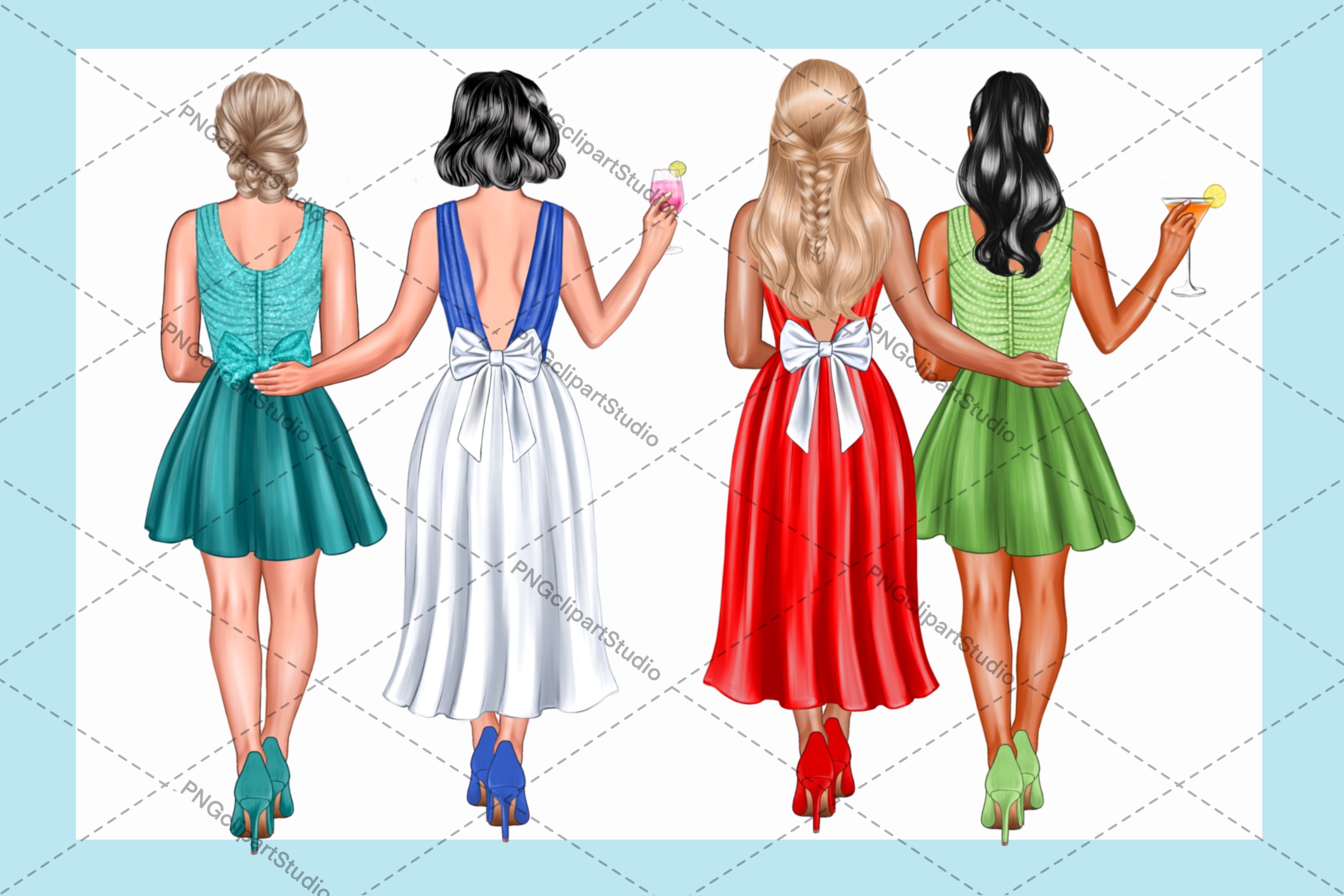 Besties Clipart, Friends Clipart, Bff Clipart, Afro Girls Clipart, Best ...