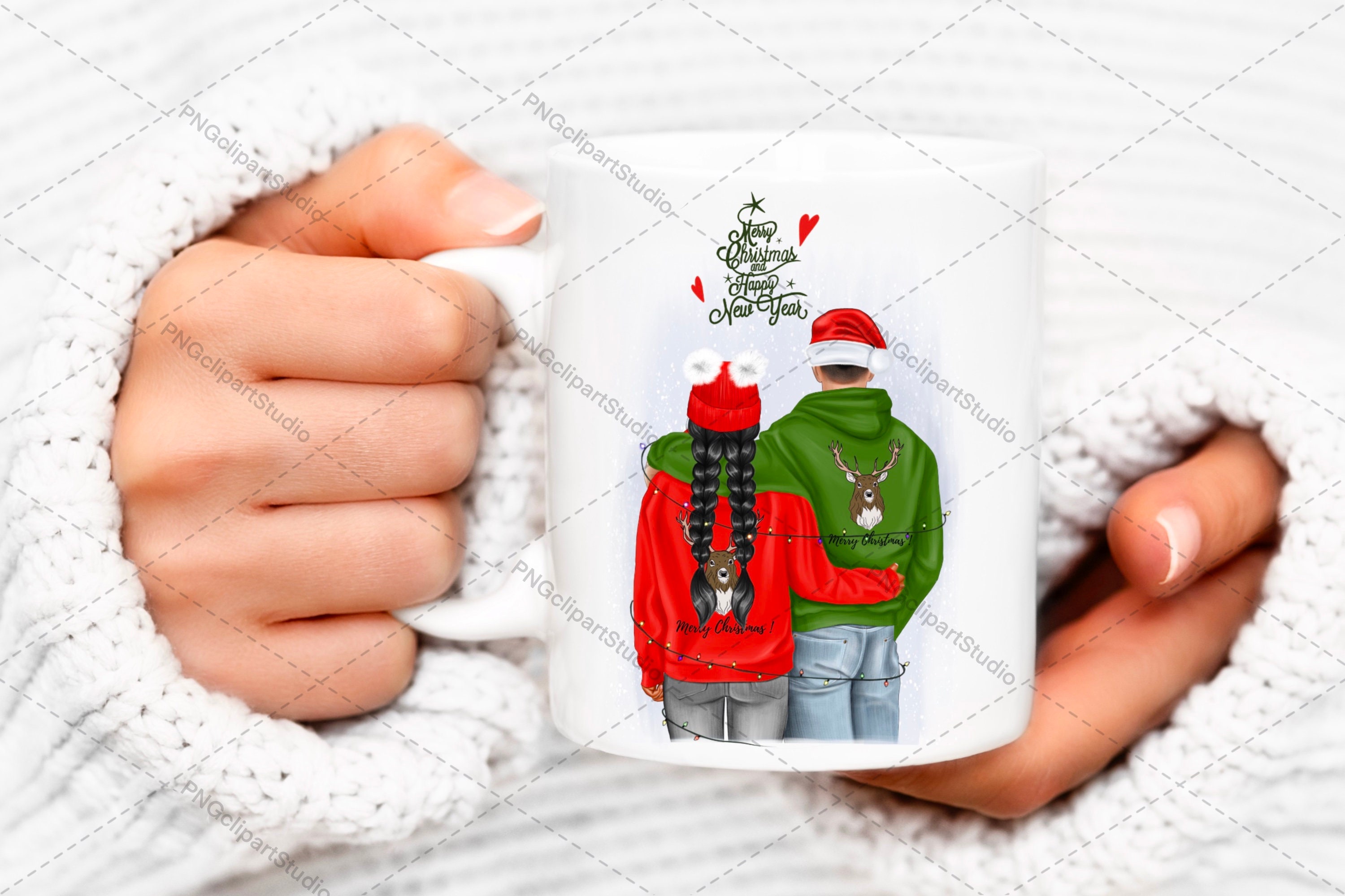 Christmas Couples Clipart, Winter Best Friend and Pets, Holiday ...