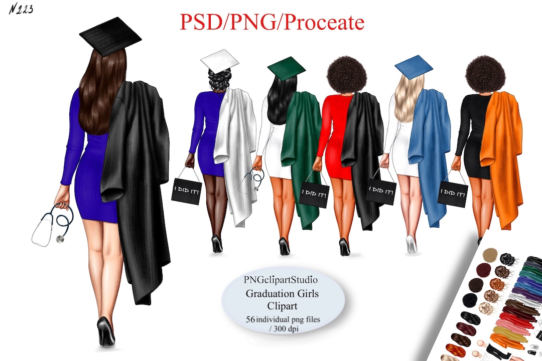 Graduation Clipart, School Clipart, College Senior Clipart Fashion ...