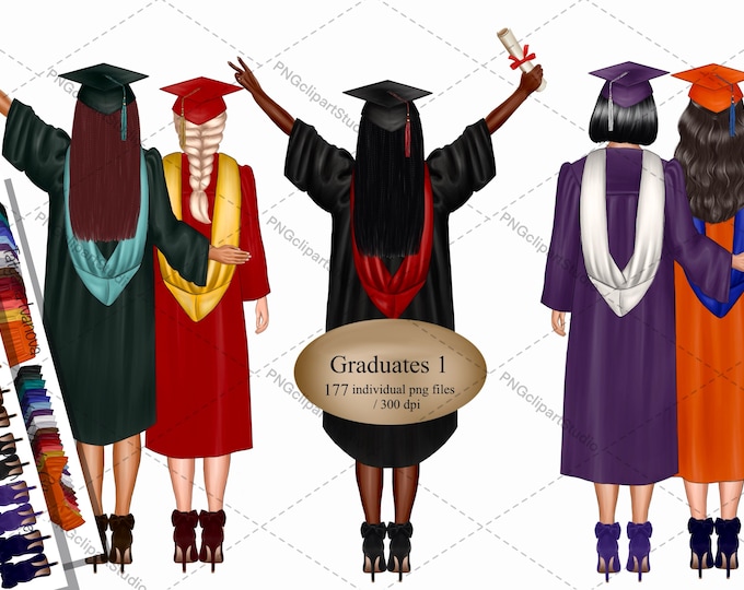 Graduation Girls Clipart, Sublimation, PNG, DIY Portrait Creator ...