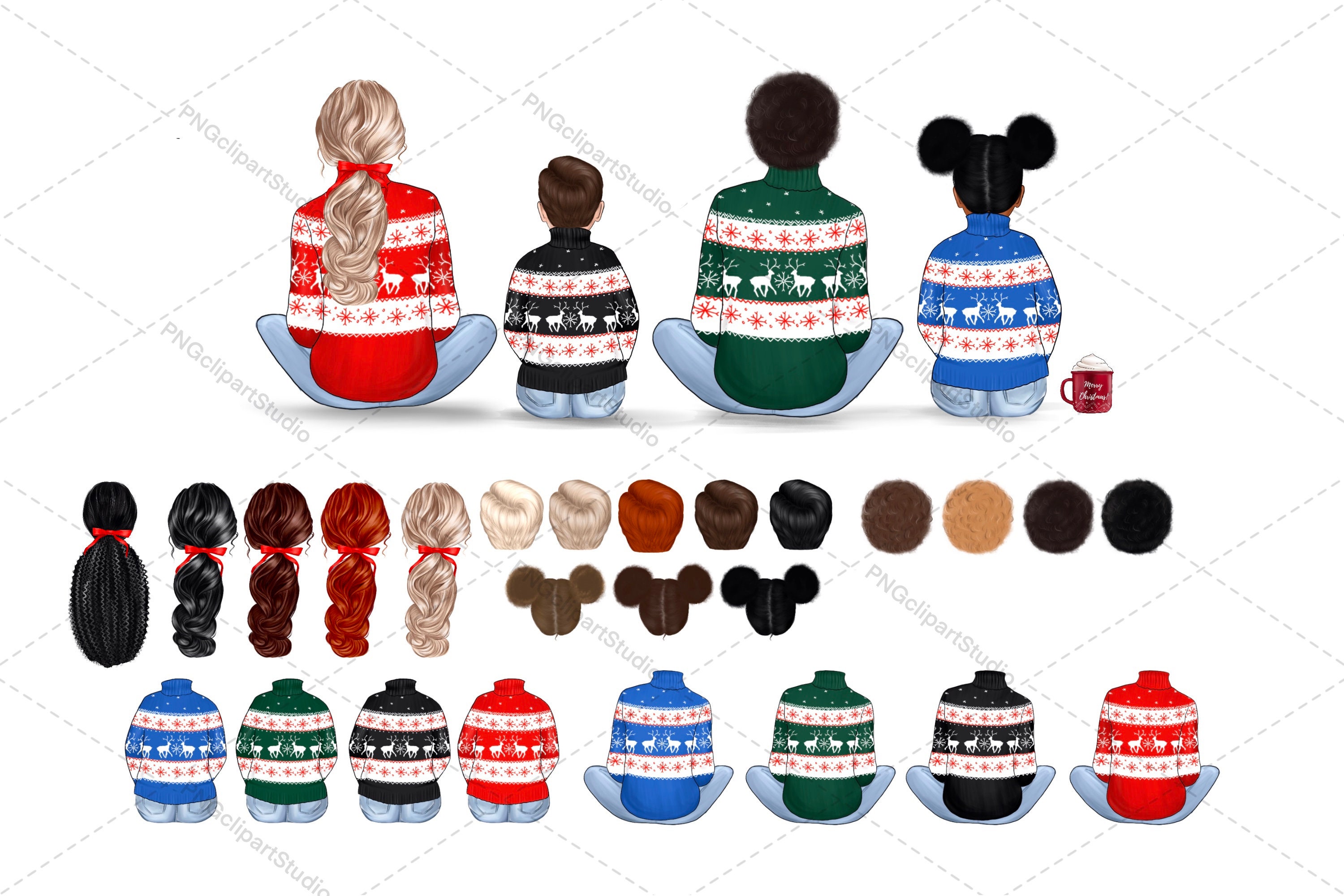 Christmas Family Clipart, Seasonal Clipart, Cozy Winter Clipart,parent ...