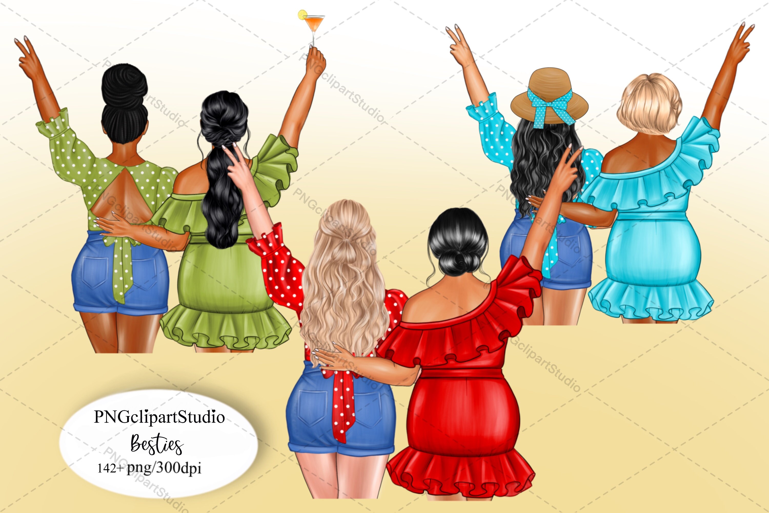 Best Friends Clipart, Customizable Clipart, Mug Drawing, Sublimation ...
